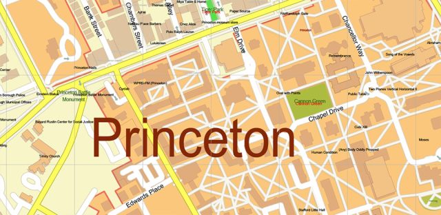 Princeton University New Jersey US Map Vector Extra High Detailed ...