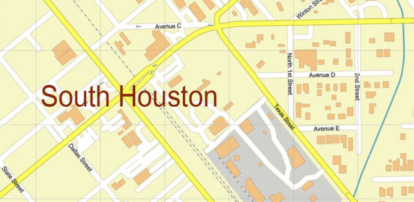 South Houston Texas US Map Vector Extra High Detailed Street Map ...