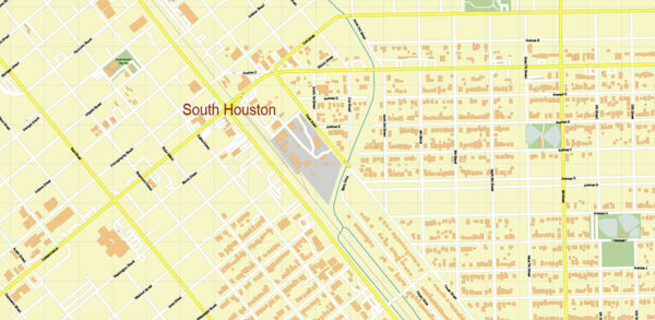South Houston Texas US Map Vector Extra High Detailed Street Map ...