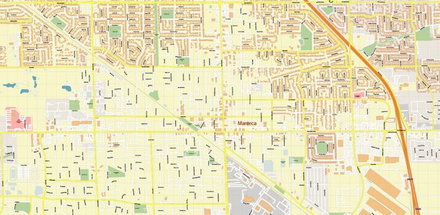 Stockton California US Map Vector Extra High Detailed Street Map ...
