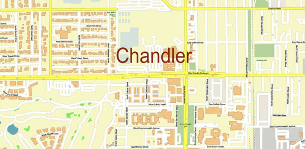 Mesa + Gilbert + Chandler + Scottsdale + Tempe Arizona US Map Vector ...