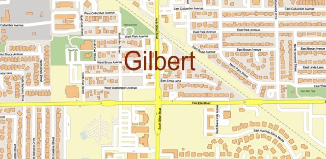 Mesa + Gilbert + Chandler + Scottsdale + Tempe Arizona US Map Vector ...