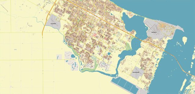 Corpus Christi Texas US Map Vector Extra High Detailed Street Map ...