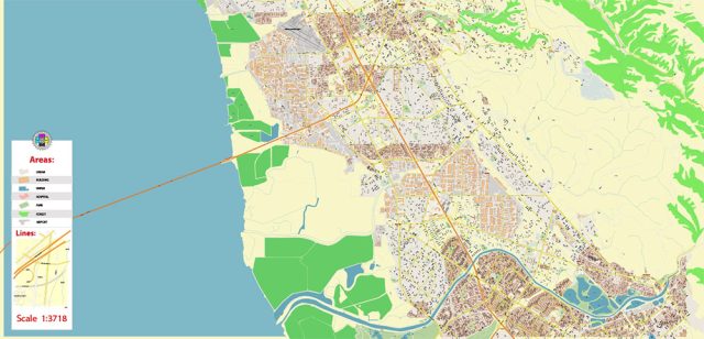 Hayward California US Map Vector Extra High Detailed Street Map ...