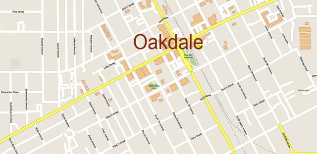 Modesto California US Map Vector Extra High Detailed Street Map ...