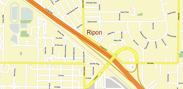 Modesto California US Map Vector Extra High Detailed Street Map ...