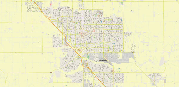 Modesto California US Map Vector Extra High Detailed Street Map ...