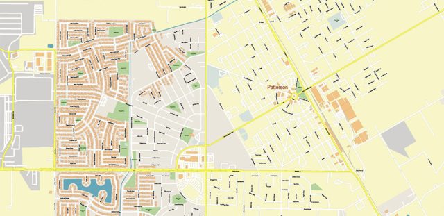 Modesto California US Map Vector Extra High Detailed Street Map ...