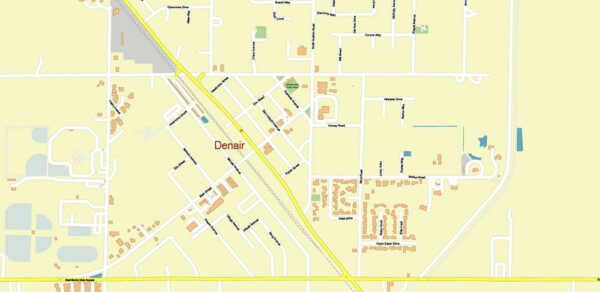 Modesto California US Map Vector Extra High Detailed Street Map ...
