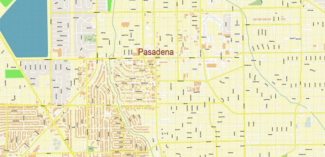 Pasadena Texas US Map Vector Extra High Detailed Street Map editable ...