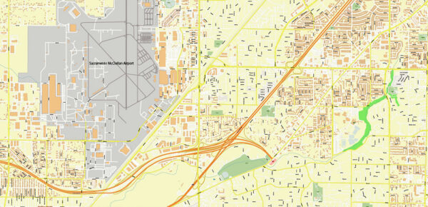 Roseville California US PDF Vector Map: Extra High Detailed Street Map ...