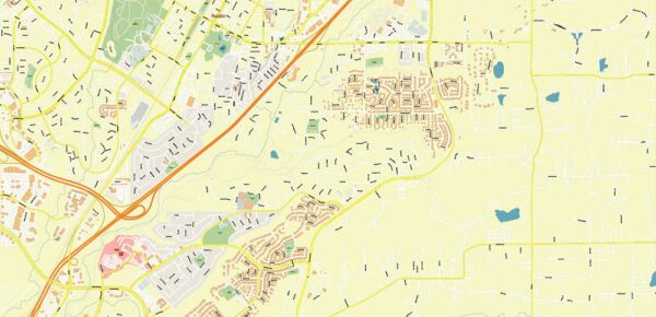 Roseville California US PDF Vector Map: Extra High Detailed Street Map ...