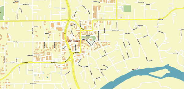 Roseville California US PDF Vector Map: Extra High Detailed Street Map ...