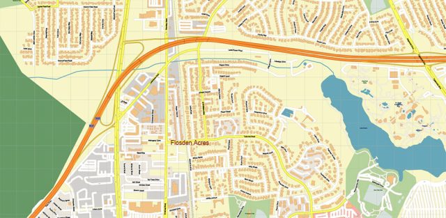 Vallejo California US PDF Vector Map: Extra High Detailed Street Map ...