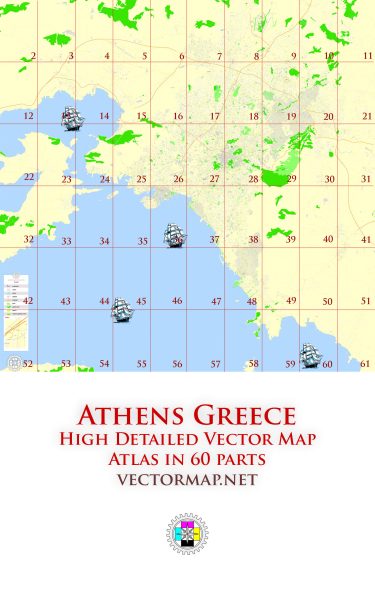 Athens Greece Tourist Map multi-page atlas, contains 60 pages vector ...