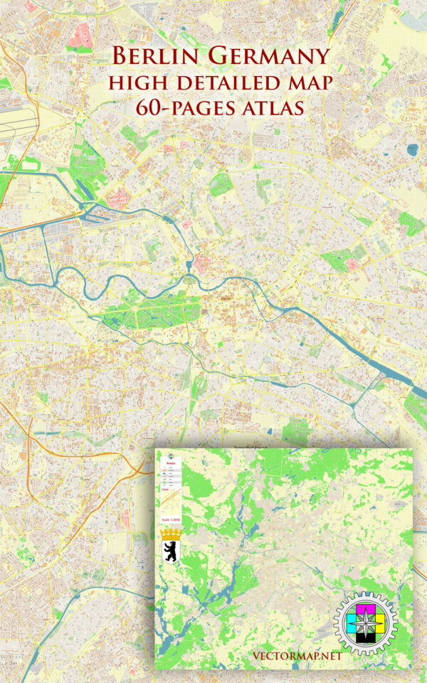 Berlin Germany Tourist Map multi-page atlas, contains 60 pages vector ...