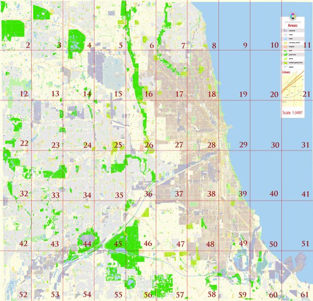 Chicago Illinois US Tourist Map multi-page atlas, contains 60 pages ...
