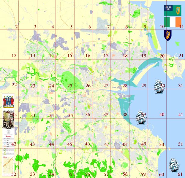 Dublin Ireland Tourist Map multi-page atlas, contains 60 pages vector PDF – Maps in Vector ...