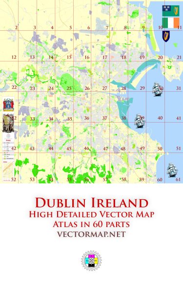 Dublin Ireland Tourist Map multi-page atlas, contains 60 pages vector ...