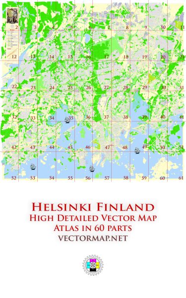 Helsinki Finland Tourist Map multi-page atlas, contains 60 pages vector ...