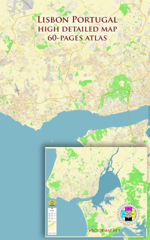Lisbon Portugal Tourist Map multi-page atlas, contains 60 pages vector ...