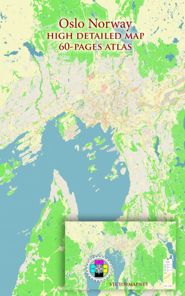 Oslo Norway Tourist Map multi-page atlas, contains 60 pages vector PDF ...