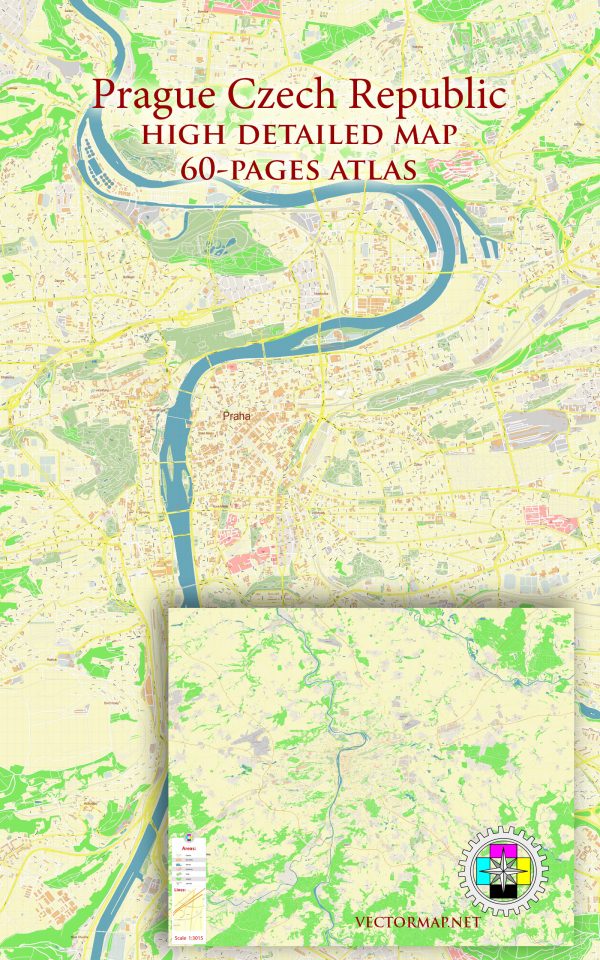 Prague Czech Republic Tourist Map multi-page atlas, contains 60 pages ...