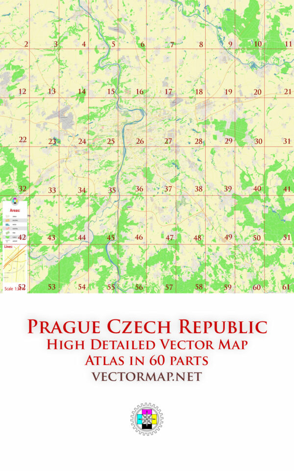 Prague Czech Republic Tourist Map multi-page atlas, contains 60 pages vector PDF – Maps in ...