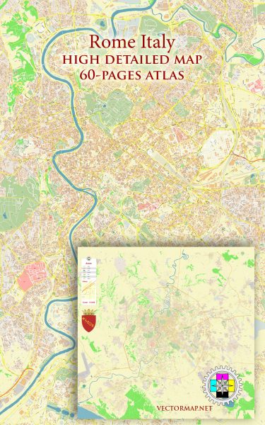 Rome Italy Tourist Map multi-page atlas, contains 60 pages vector PDF ...