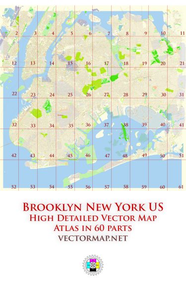 Brooklyn New York City US Tourist Map multi-page atlas, contains 60 ...