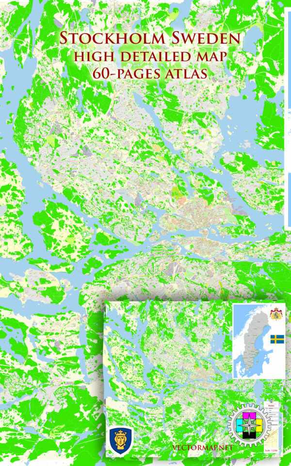 Stockholm Sweden Tourist Map multi-page atlas, contains 60 pages vector ...
