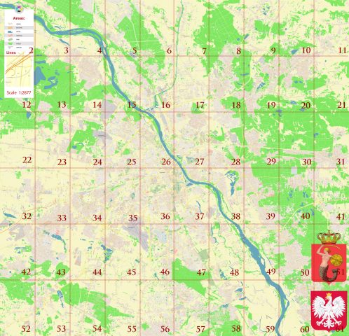Warsaw Poland Tourist Map multi-page atlas, contains 60 pages vector ...