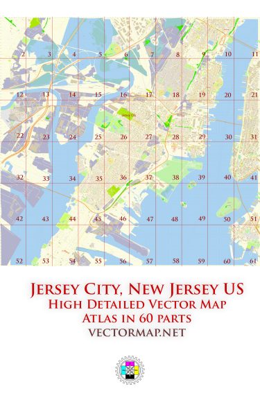 Jersey City New Jersey US Tourist Map multi-page atlas, contains 60 ...
