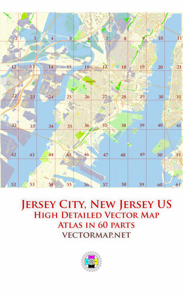 Jersey City New Jersey US Tourist Map multi-page atlas, contains 60 ...