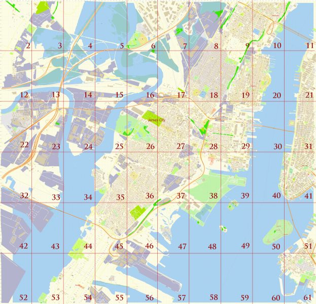 Jersey City New Jersey US Tourist Map multi-page atlas, contains 60 ...