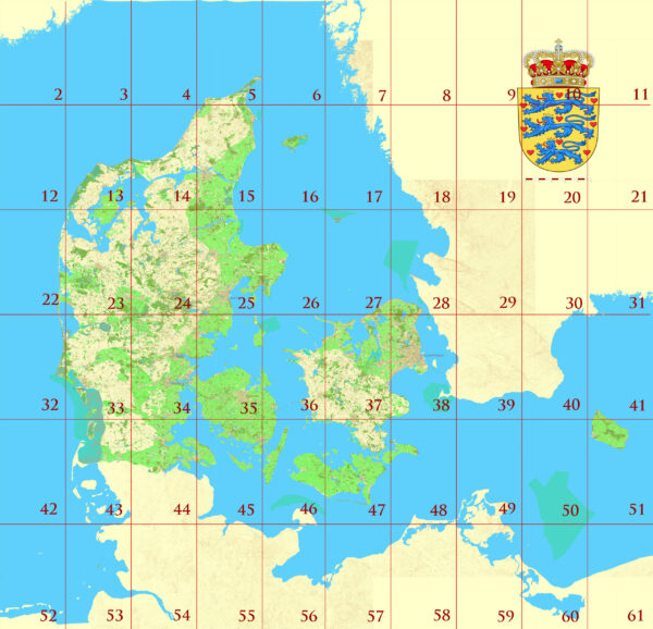 Denmark Tourist Map multi-page atlas, contains 60 pages vector PDF ...