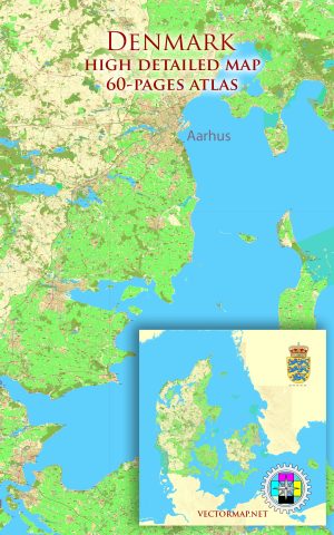 Denmark Tourist Map multi-page atlas, contains 60 pages vector PDF ...