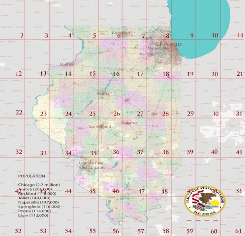 Illinois State US Tourist Map multi-page atlas, contains 60 pages ...