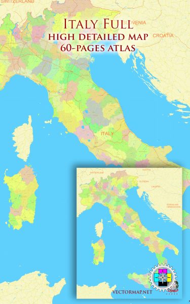 Italy Tourist Map multi-page atlas, contains 60 pages vector PDF – Maps ...