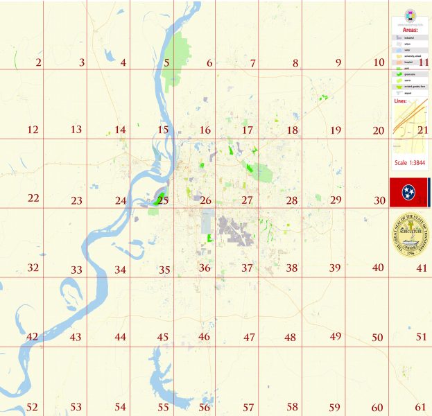 Memphis Tennessee US Tourist Road Map multi-page atlas, contains 60 ...