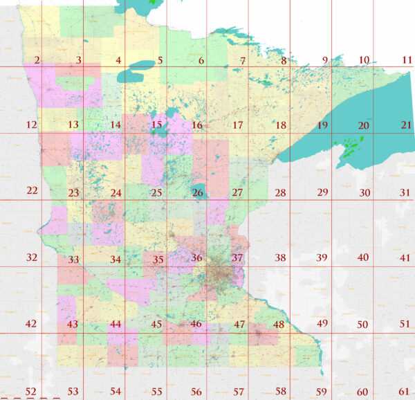 Minnesota State US Tourist Road Map multi-page atlas, contains 60 pages ...