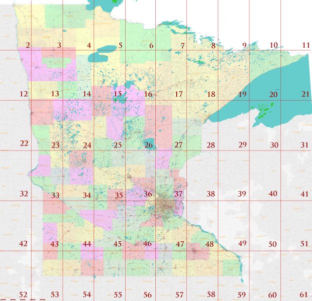 Minnesota State US Tourist Road Map multi-page atlas, contains 60 pages ...