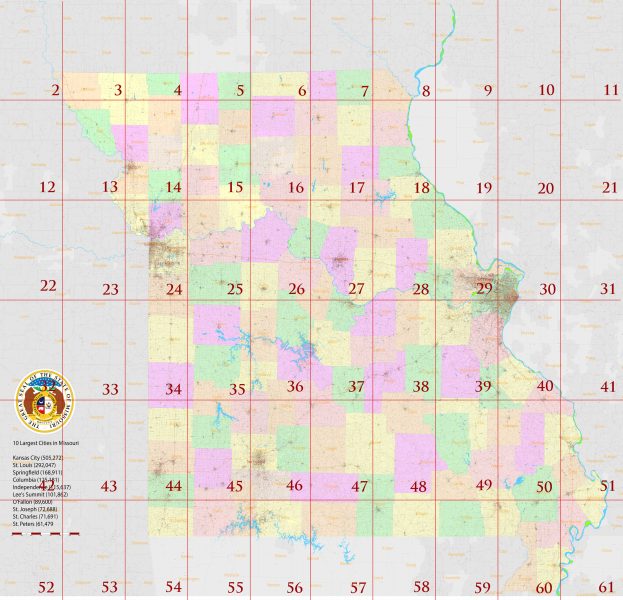 Missouri State US Tourist Road Map multi-page atlas, contains 60 pages ...