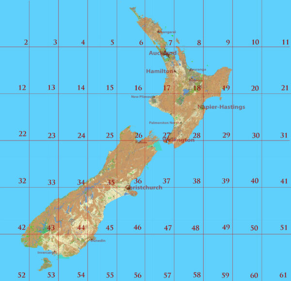 New Zealand Tourist Map multi-page atlas, contains 60 pages vector PDF ...
