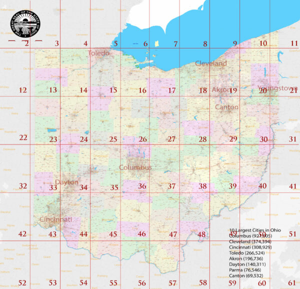 Ohio State US Tourist Road Map multi-page atlas, contains 60 pages ...
