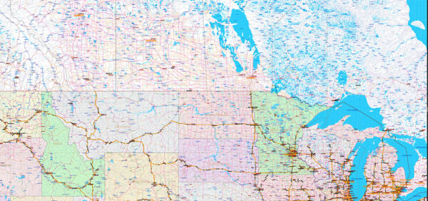 United States and Canada Vector Map Main Roads Cities States Counties ...