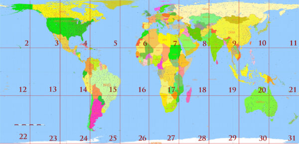 World Gall Peters Projection Detailed Road Map multi-page atlas ...