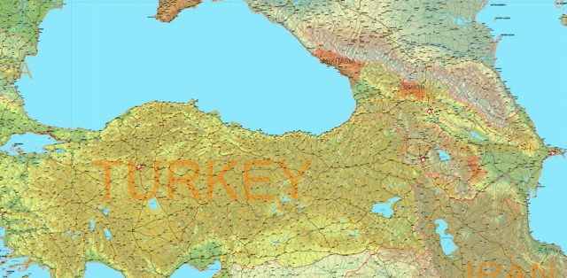 _Europe Mercator Projection Political + Relief Vector Map High detailed ...