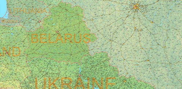 _Europe Mercator Projection Political + Relief Vector Map High detailed ...