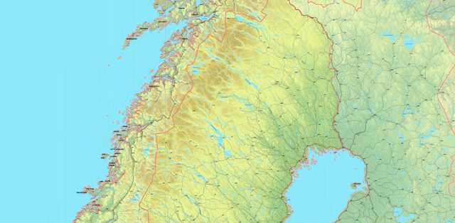 _Europe Mercator Projection Political + Relief Vector Map High detailed ...